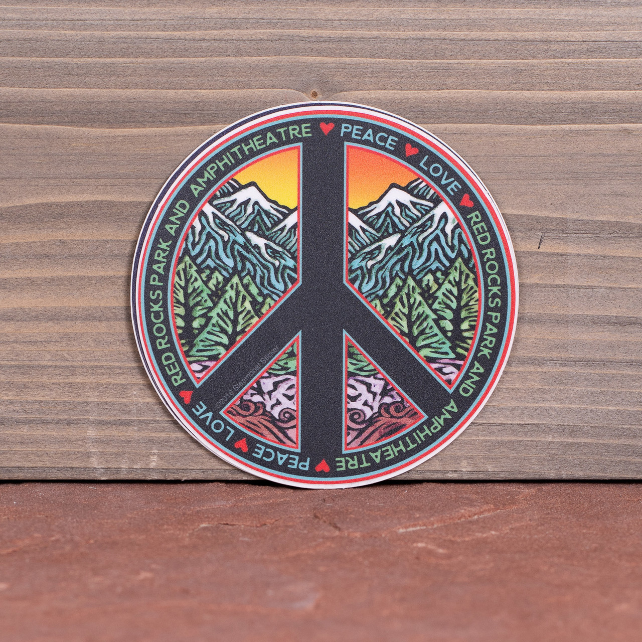 Red Rocks Peace Sign Sticker - Red Rocks Gift Shop