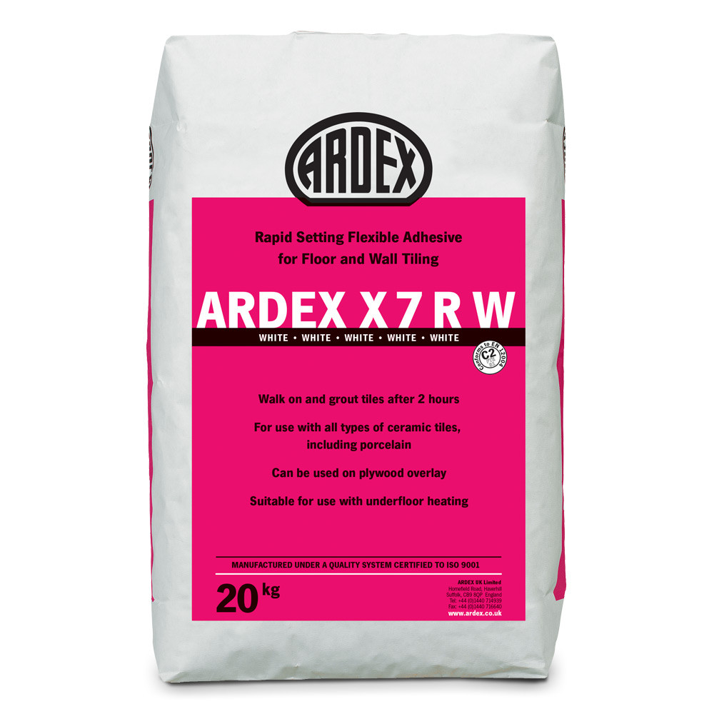 ARDEX X 7 R W Flexible Rapid Set Tile Adhesive White 20kg - Apex Grange ...