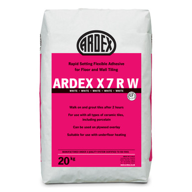 ARDEX X 7 R W Flexible Rapid Set Tile Adhesive White 20kg - Apex Grange Direct