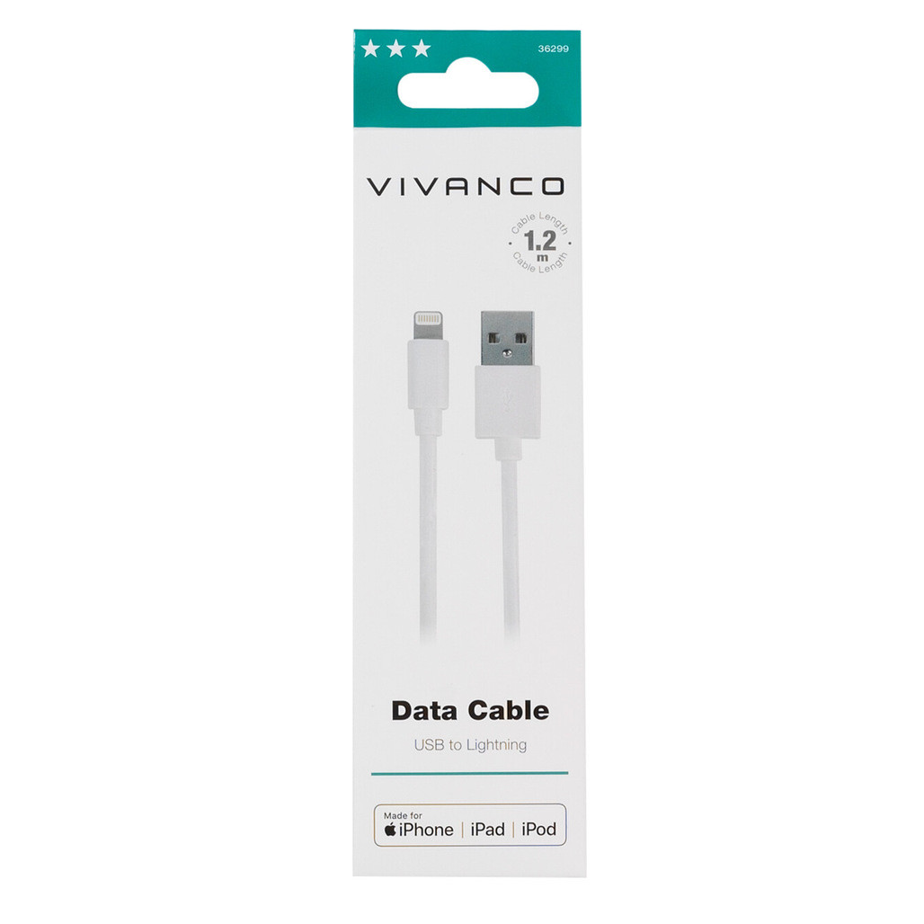 36299 Vivanco USB to Lightning Charging Cable 1.2M - Fortuna Jersey