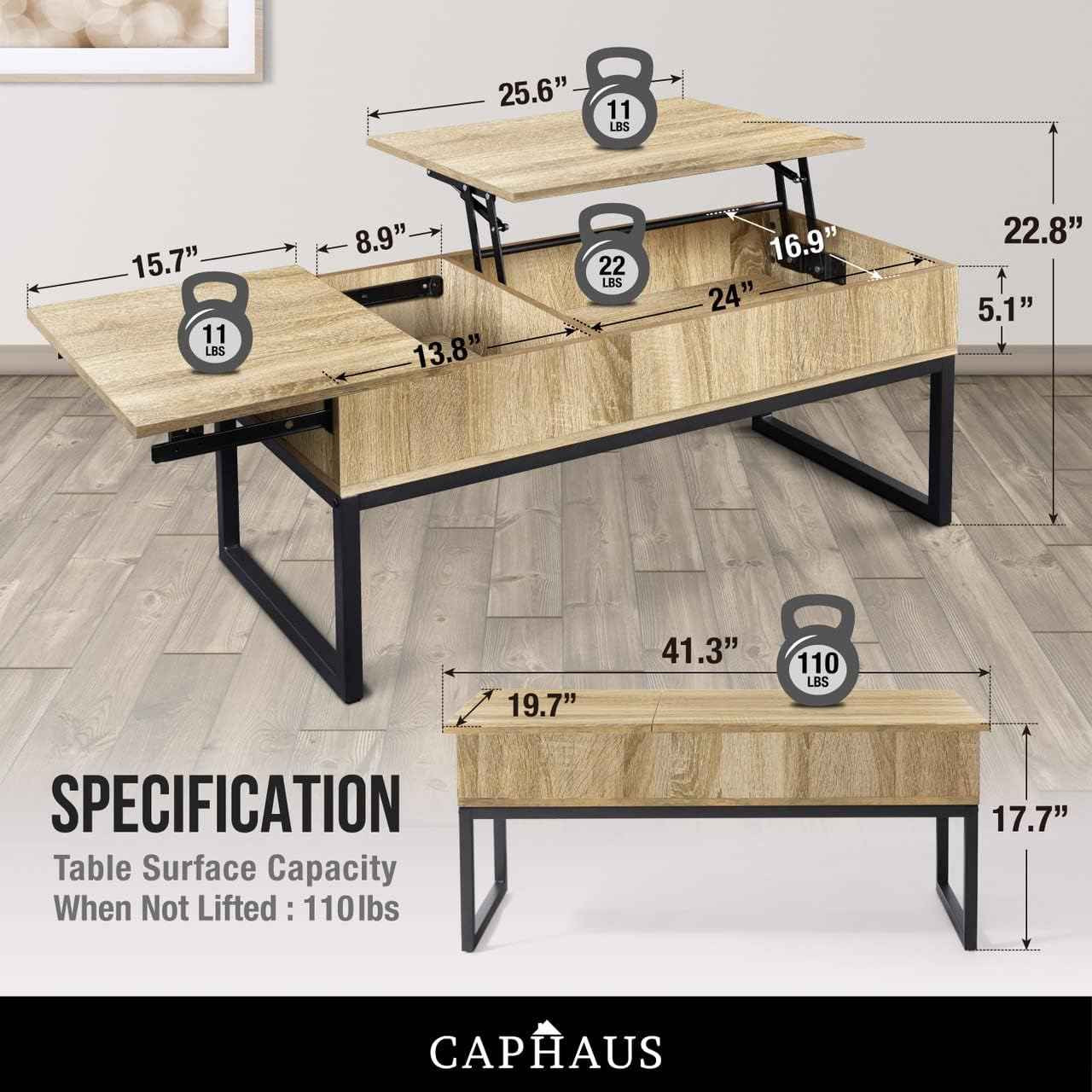 Lift Top Table w/Sliding Drawer - Modern Coffee Furniture