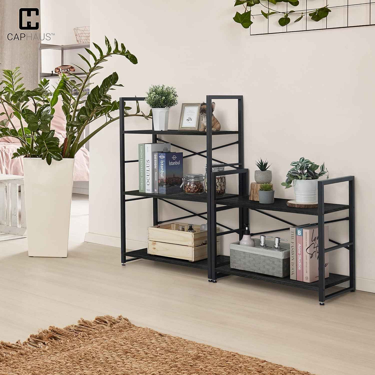 3-Tier Vertical Bookshelf - Industrial Style Shelving Unit