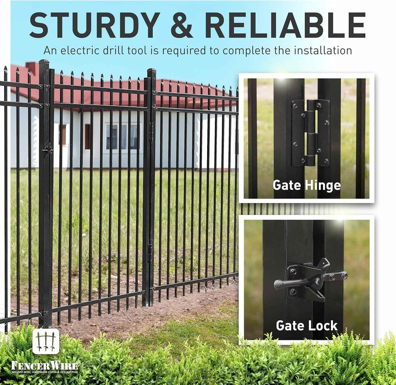 5FT Height X 4FT Width Pinnacle Fence Gate with Lock