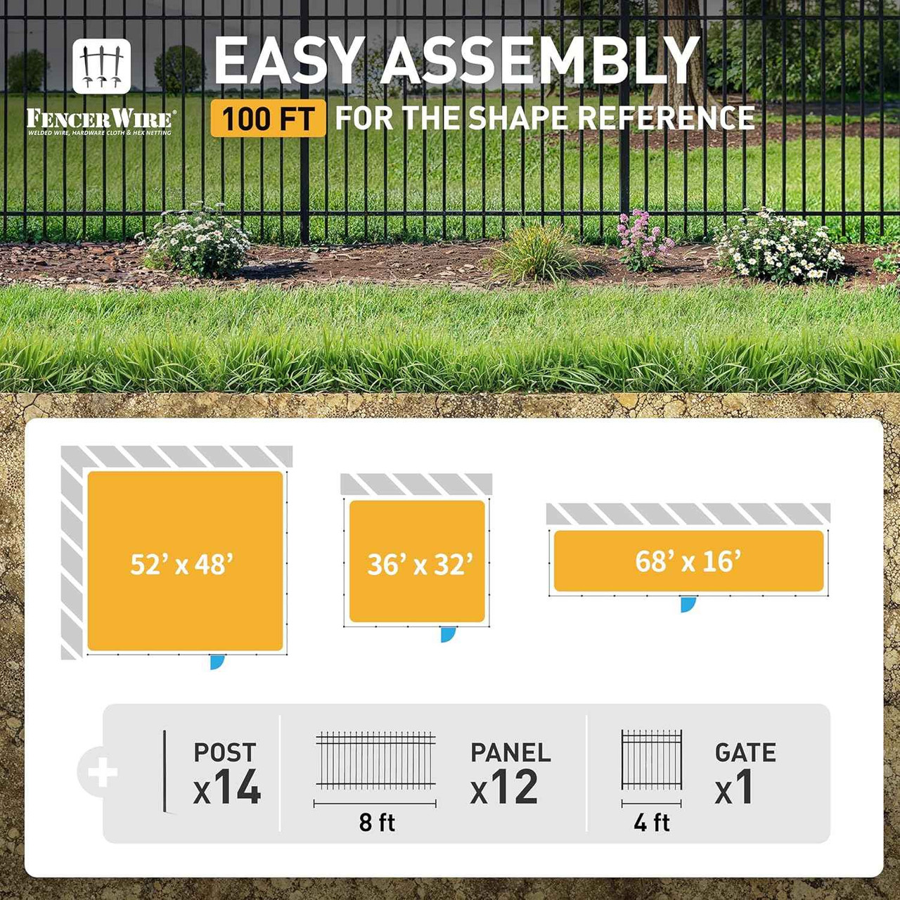Pinnacle Fence Barrier Kit: 6FT X 8FT Panels, Fence, Gate
