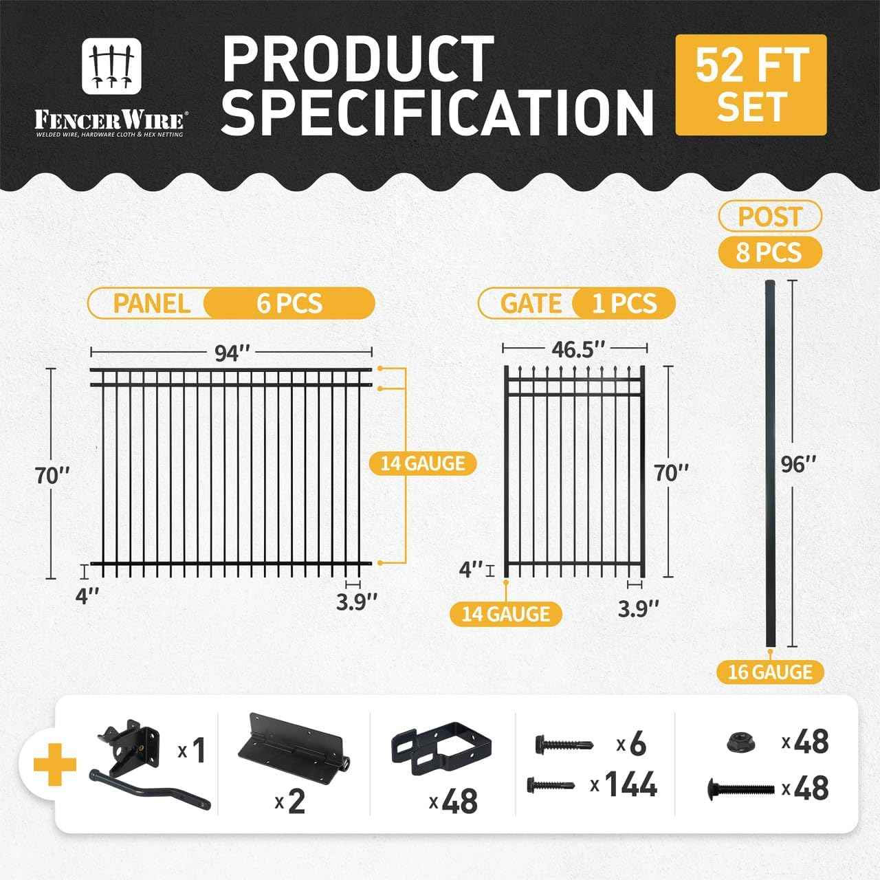 Fence Barrier Kit with 6FT X 8FT Panels, Pinnacle Gate