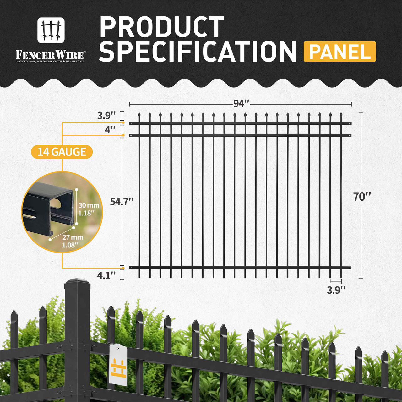 Pinnacle Fence Barrier Kit: 6FT X 8FT Panels, Arched Gate