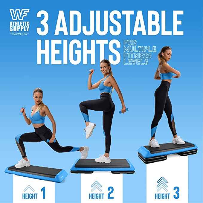 4 Adjustable Risers Aerobic Exercise Stepper