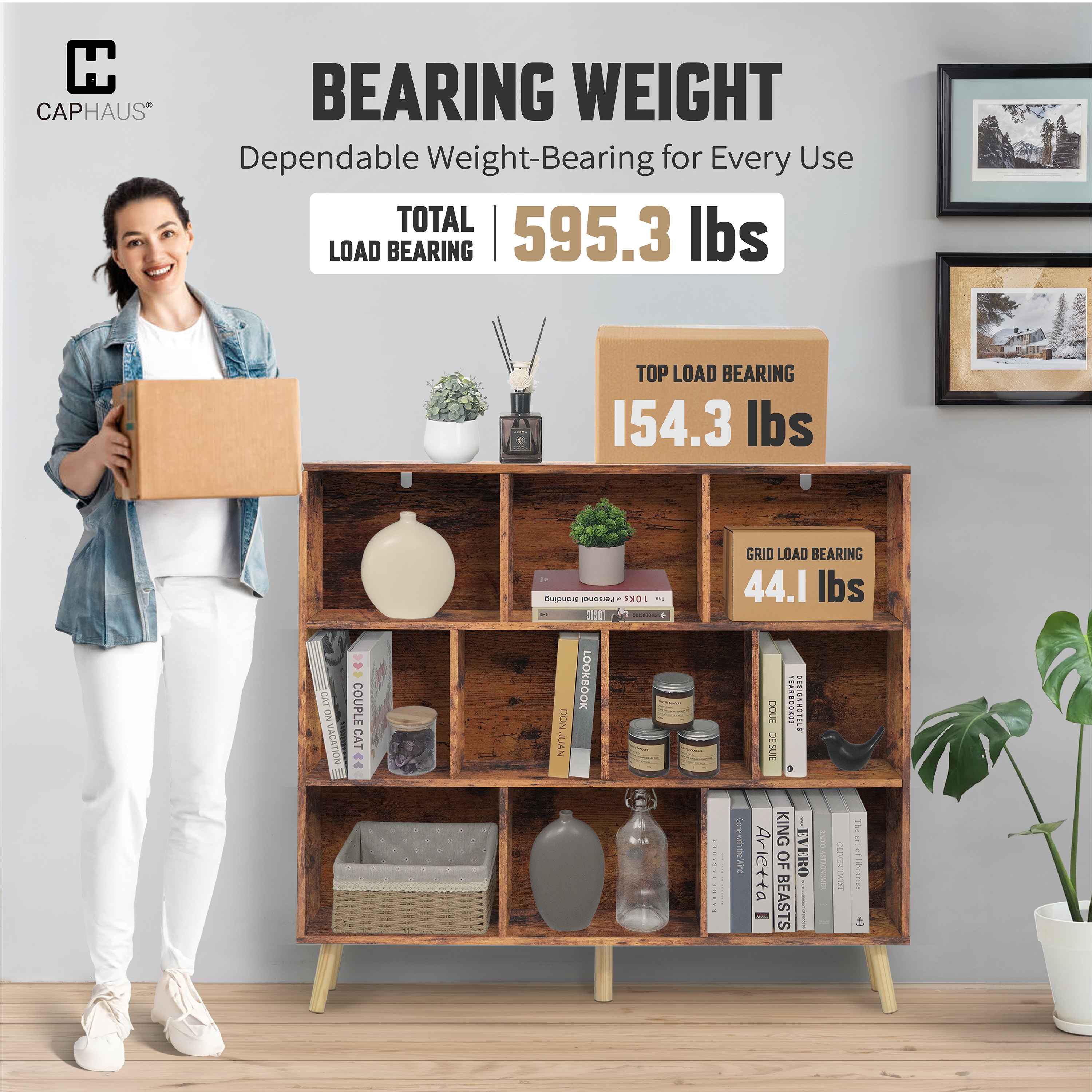 10 Cube 3 Tier Wooden Cube Storage Organizer with Legs
