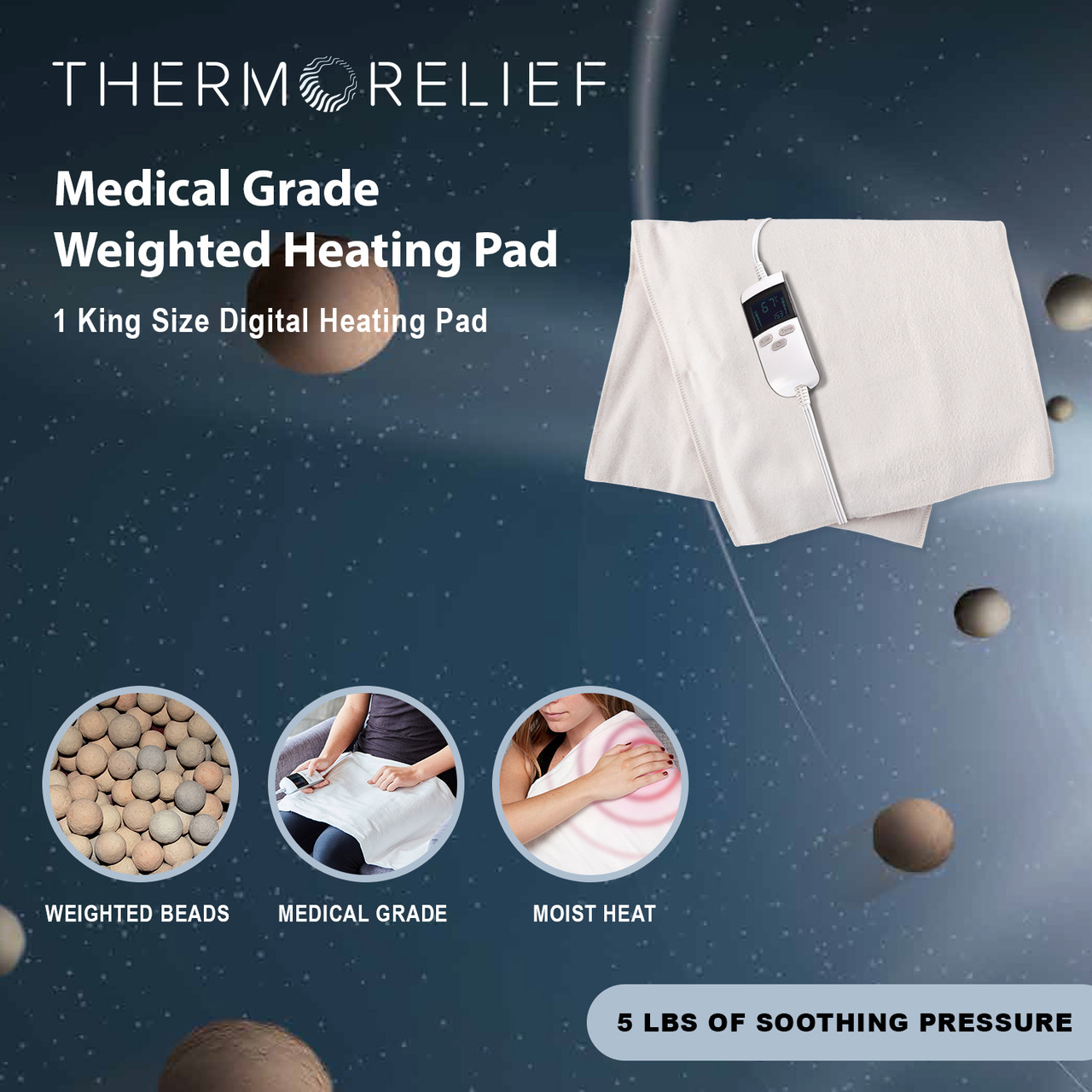 ThermoRelief Weighted Moist Heating Pad – King Size, Extra Hot Relief ...
