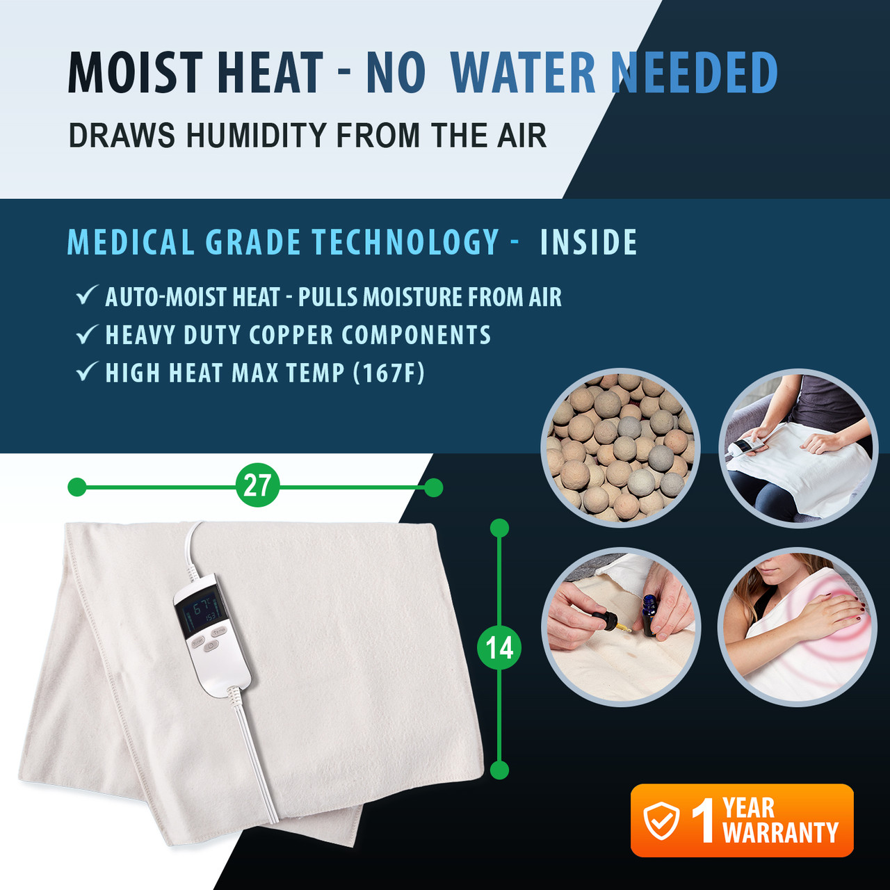ThermoRelief Weighted Moist Heating Pad – King Size, Extra Hot Relief ...