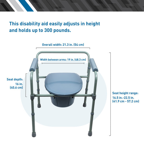 BodyMed 3-in-1 Steel Commode | Portable & Height Adjustable | MedicalEx