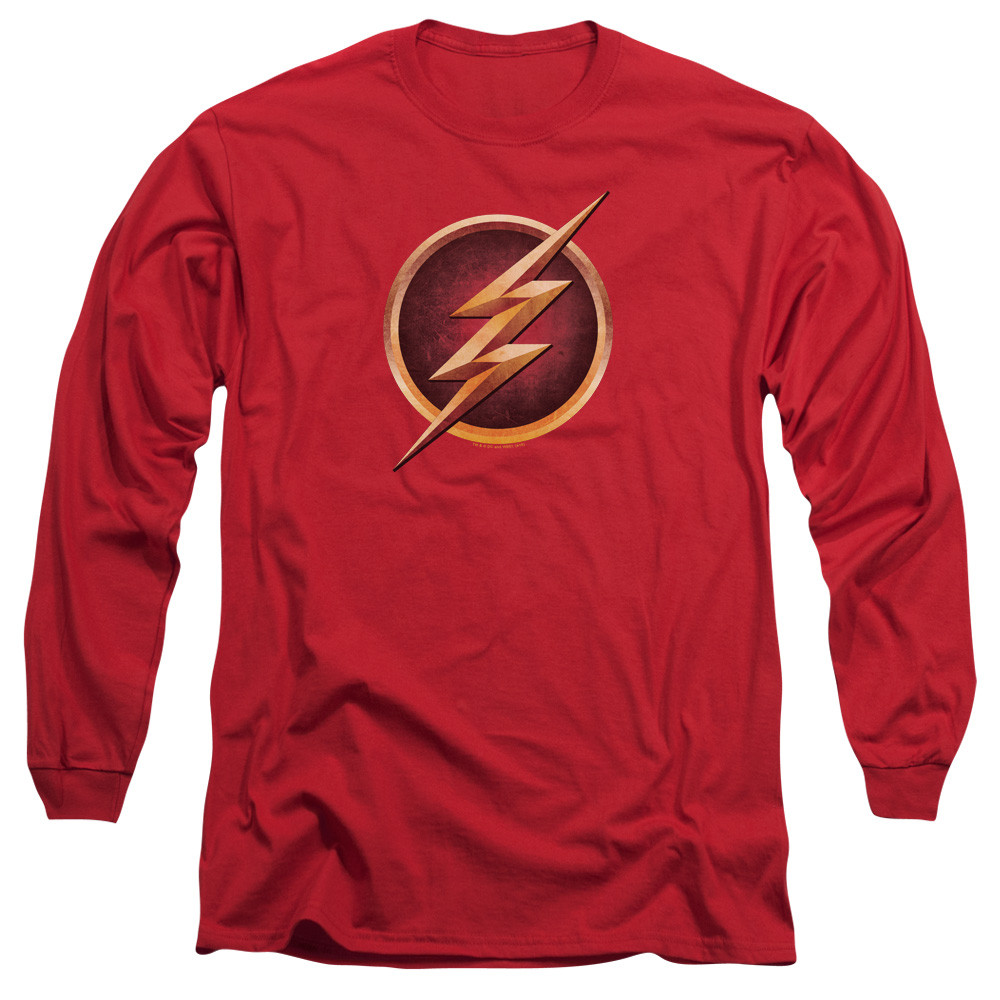 The Flash Chest Logo Adult Long Sleeve T-Shirt Red
