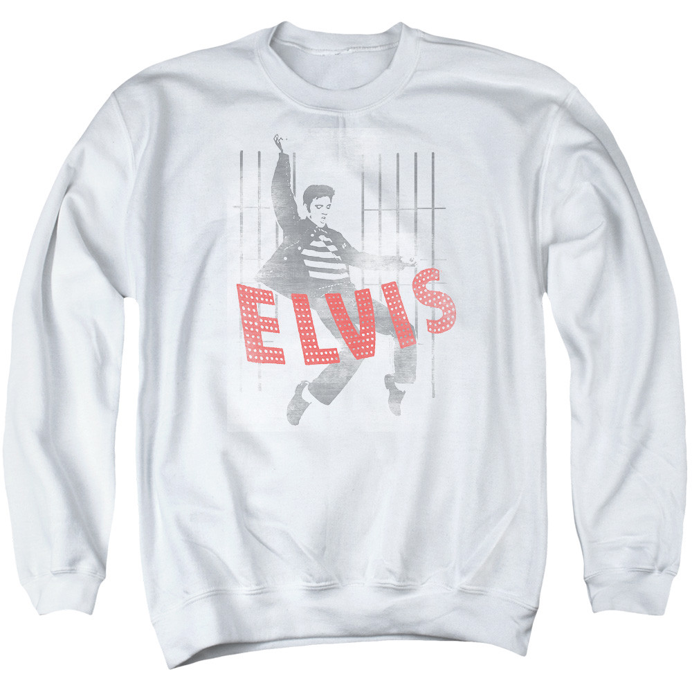 Elvis Presley Iconic Pose Classic Adult Crewneck Sweatshirt White