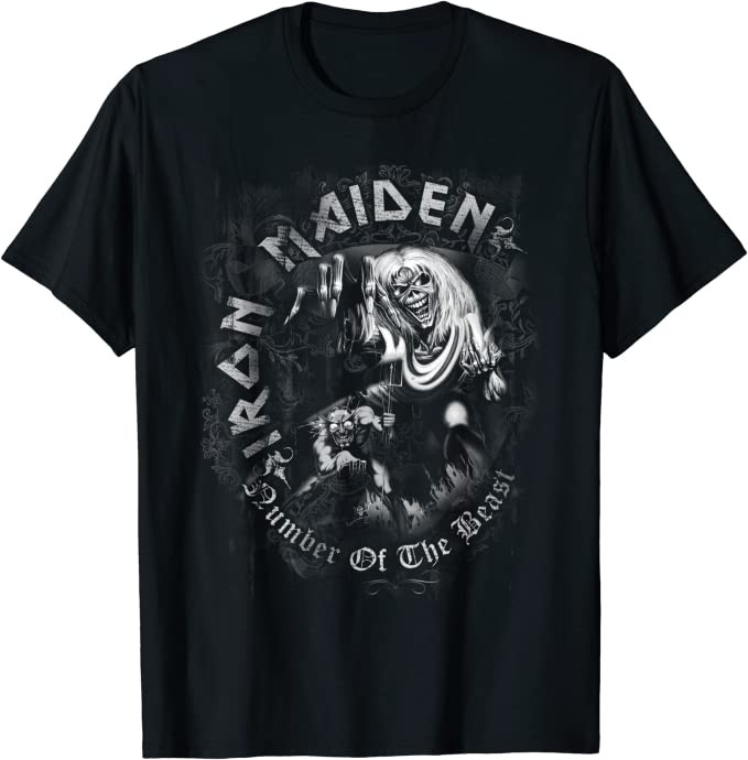 Iron Maiden Number of the Beast Greyscale T-Shirt