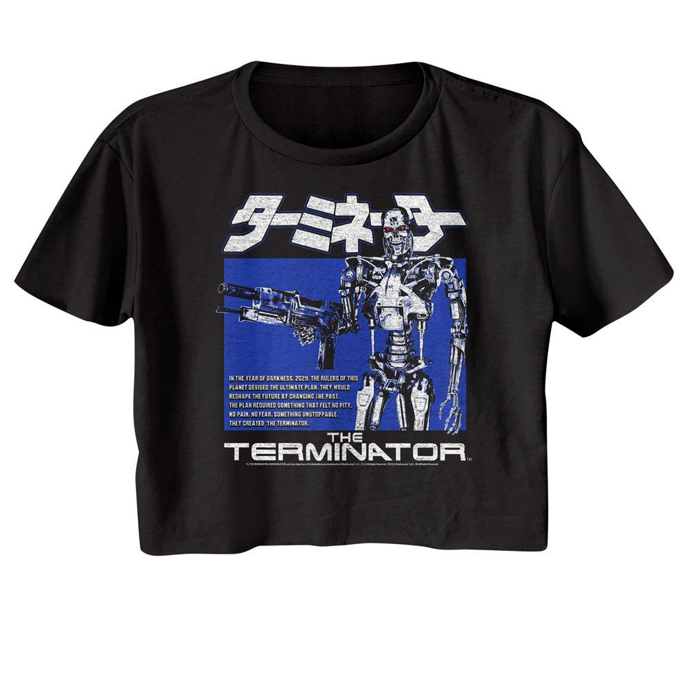 Terminator Endoskeleton Box Black Women's Festival Cali Crop T-Shirt