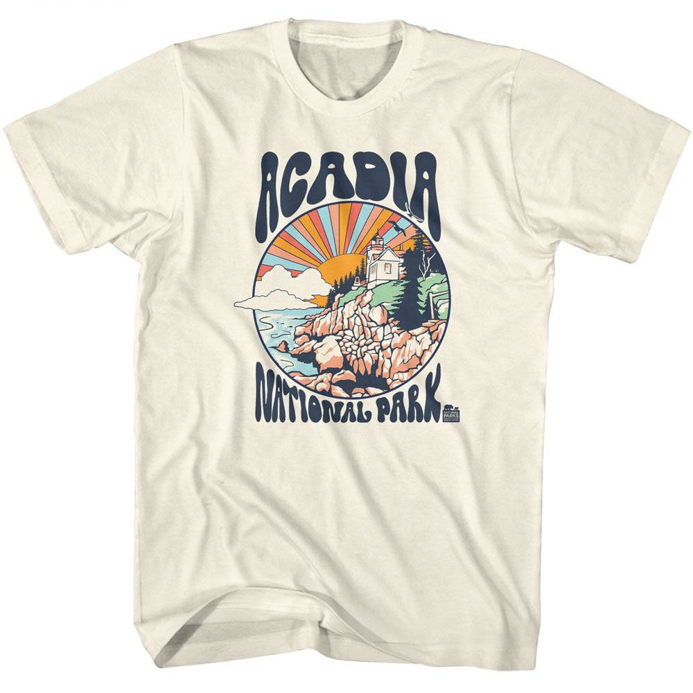 National Parks Acadia Colorful Sun Natural T-Shirt