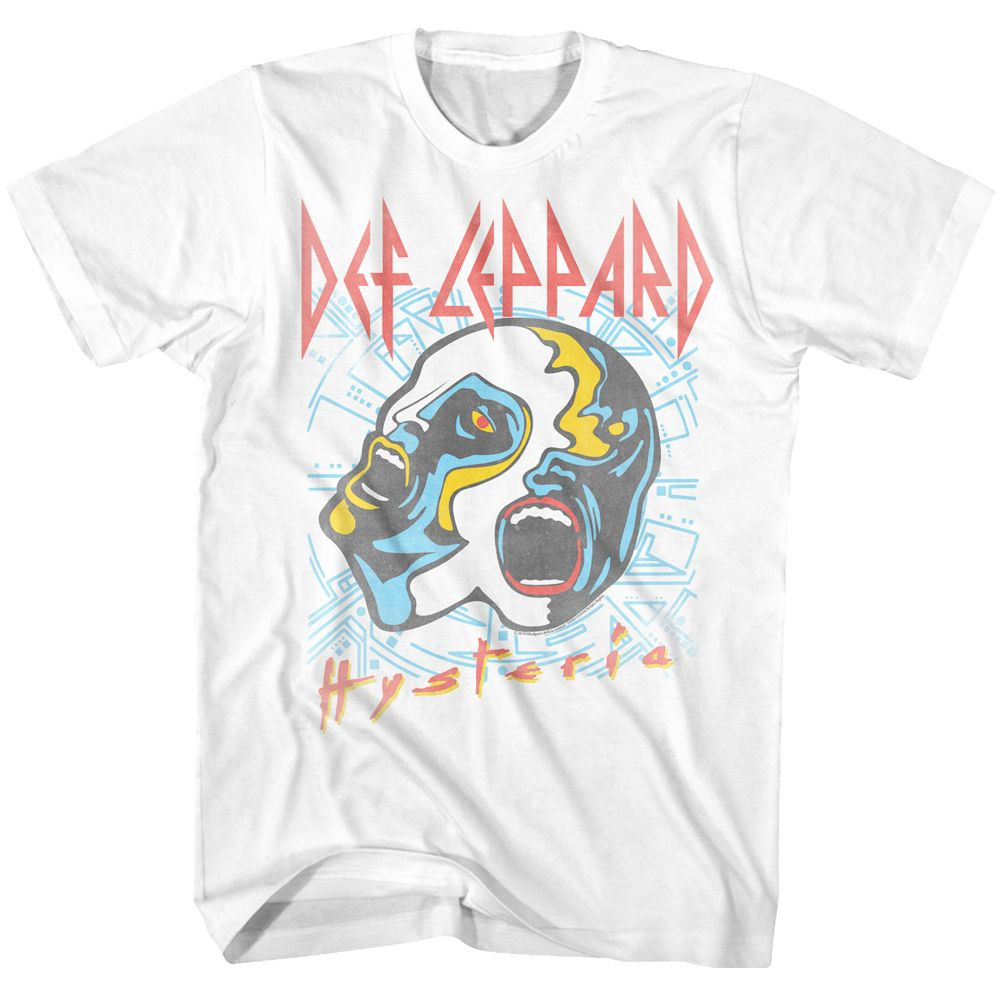 Def Leppard Faces White Adult T-Shirt
