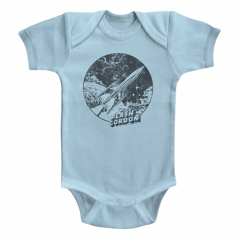 Flash Gordon Spaceship Light Blue Infant Baby Onesie