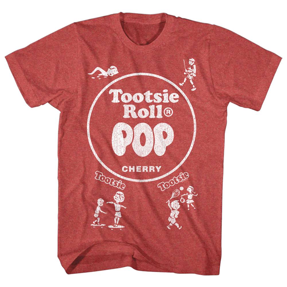 Tootsie Roll Popwrap Red Heather Adult T-Shirt