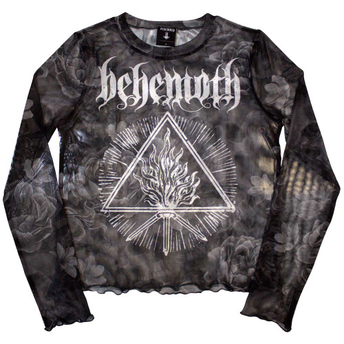 Behemoth Women's Long Sleeved Crop Top Furor Divinus (Mesh)