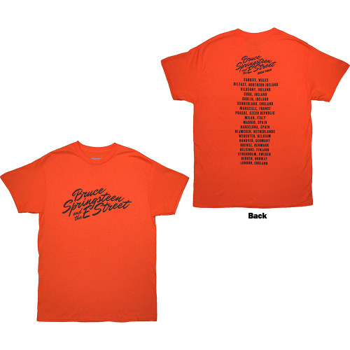 Bruce Springsteen Unisex T-Shirt Tour '24 River Font (Orange) (Back ...
