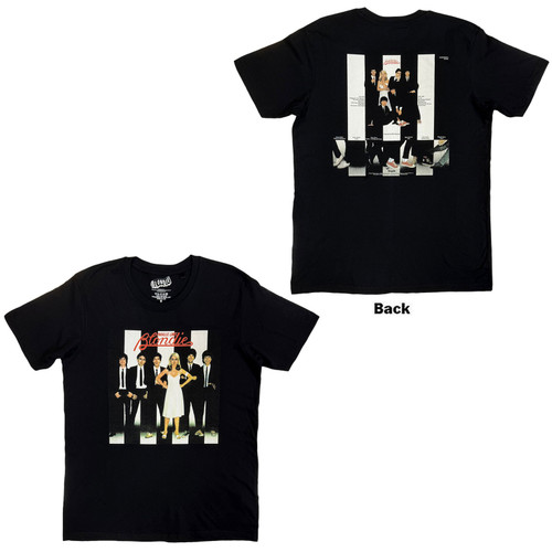 Blondie Unisex T-Shirt Parallel Lines (Black) (Back Print)