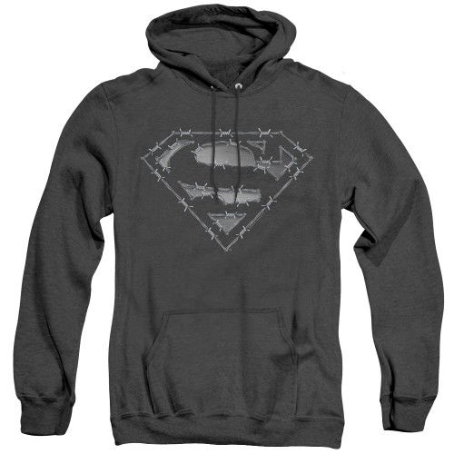 Superman Barbed Wire Adult Heather Hoodie Sweatshirt Black