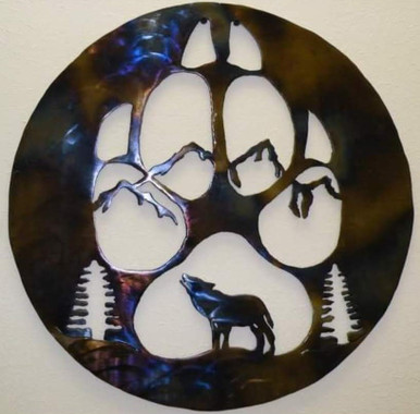 Circle Wolf Print Metal Sign - Dakota Rustic Creations