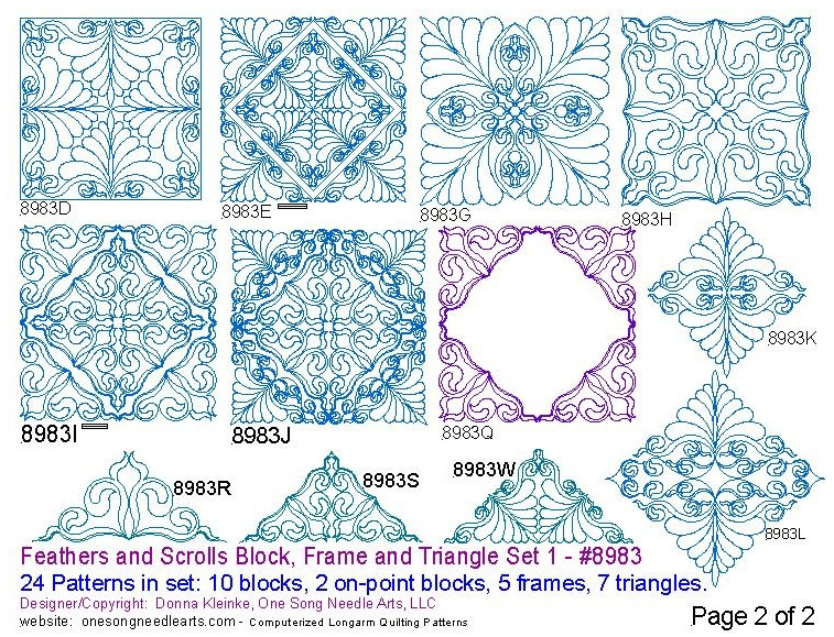 Feathers and Scrolls Block, Frame and Triangle Set 1 - #8983/Set1 - One ...
