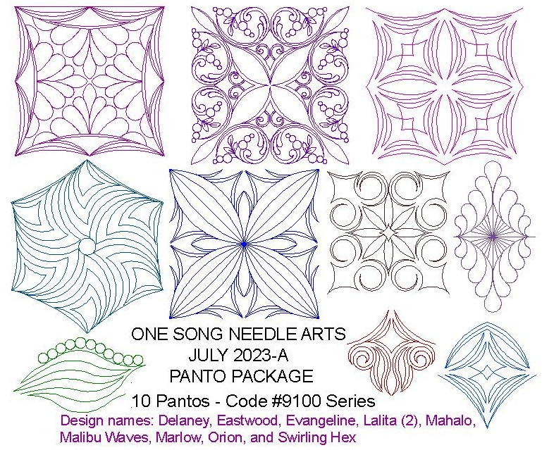 PANTO PACKAGE JULY 2023-A - 10 PANTOS - #9100 Series - One Song Needle Arts