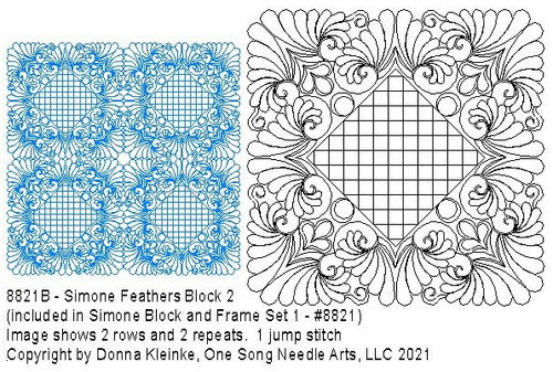 Simone Feathers Block 2 - #8821B (included in Simone Block and Frame Set 1 - #8821) - One Song ...