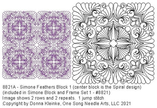 Simone Feathers Block 1 - #8821A (included in Simone Block and Frame Set 1 - #8821) - One Song ...