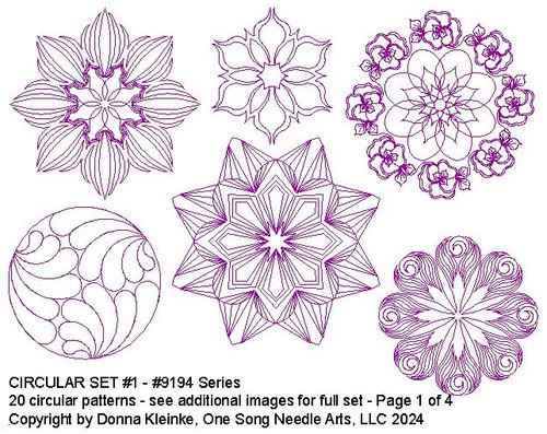 CIRCULAR PATTERN SET #1 - 20 Patterns - #9194 Series - One Song Needle Arts