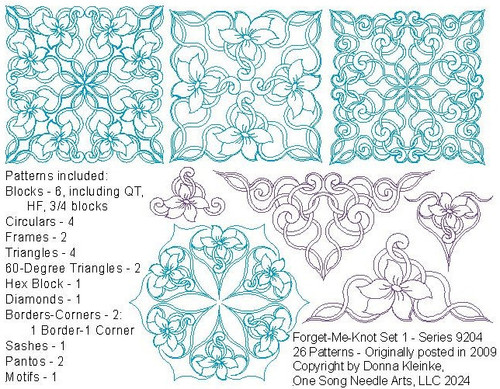 FORGET-ME-KNOT SET 1 (#9204 series) -26 PATTERNS - One Song Needle Arts
