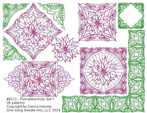 POINSETTIA-HOLLY SET #1 (#9212 Series) - 26 PATTERNS - One Song Needle Arts