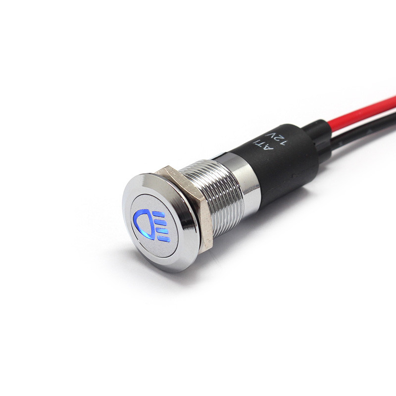 Alpinetech PL12MS 12mm 1/2" 12V LED Metal Indicator Dash Instrument ...