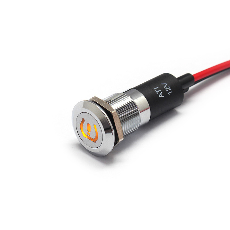 Alpinetech PL12MS 12mm 1/2" 12V LED Metal Indicator Dash Instrument ...