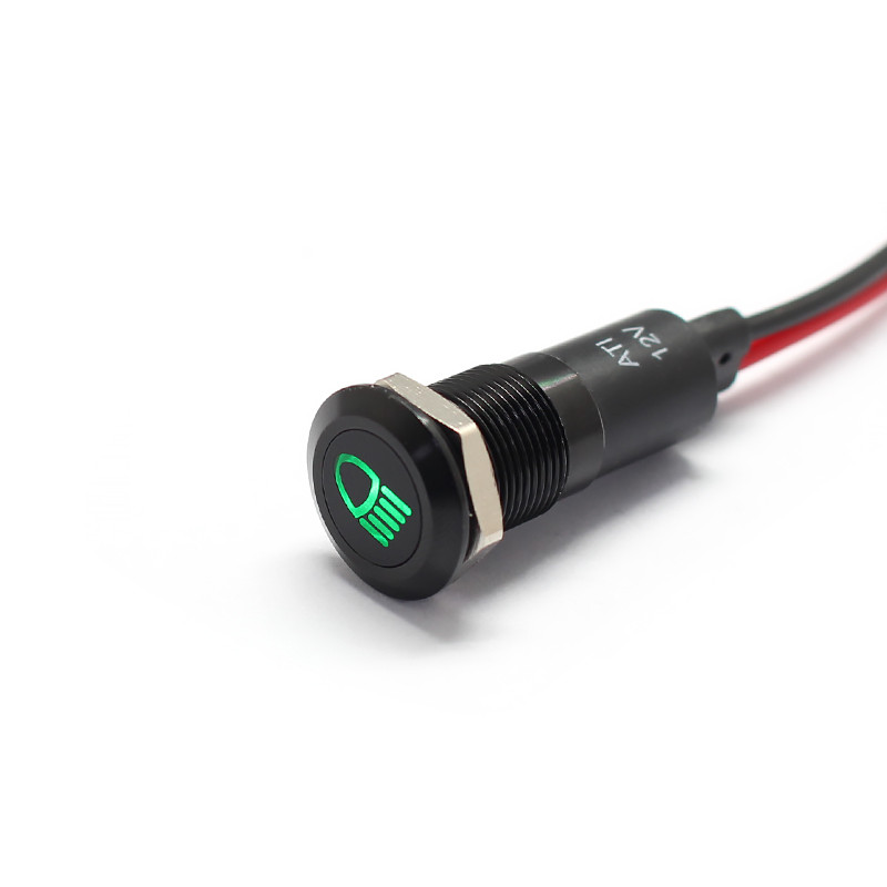 Alpinetech Black Bezel PLB12MS 12mm 1/2" 12V LED Metal Indicator Dash ...