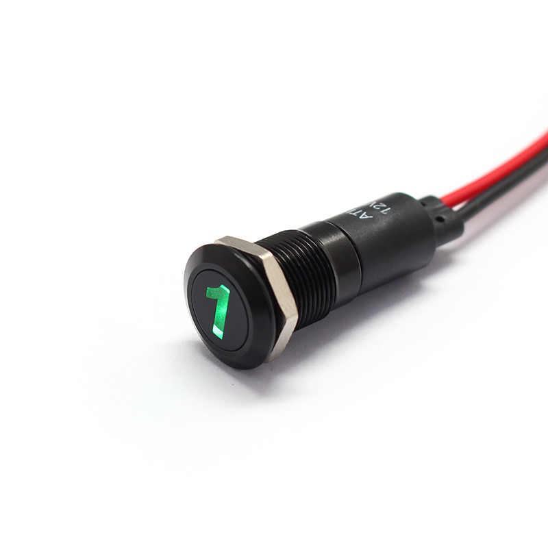 Alpinetech Black Bezel PLB12MS 12mm 1/2" 12V LED Metal Indicator Dash ...