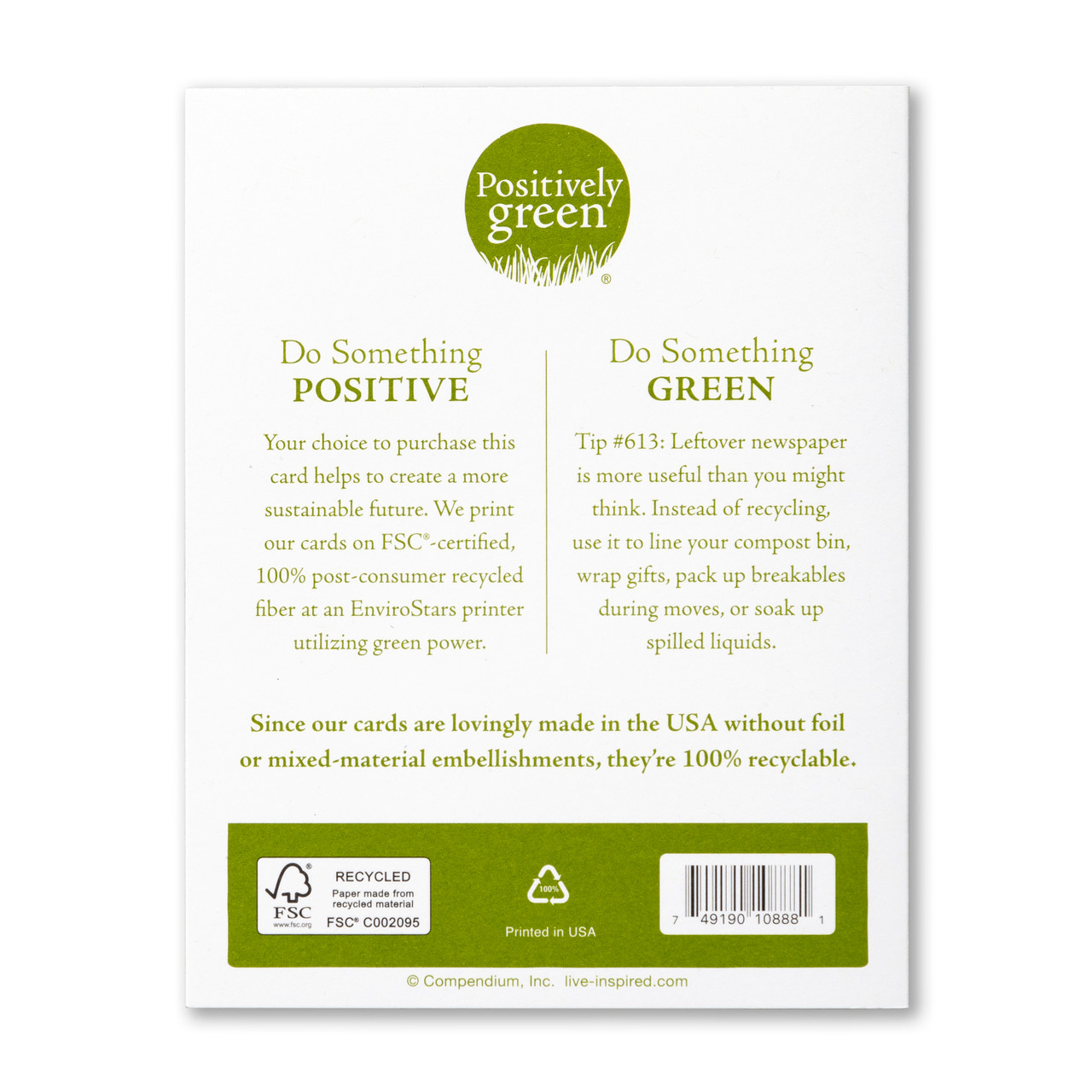 Positively Green Greeting Cards - Birthday Card | Card Front: “May you ...