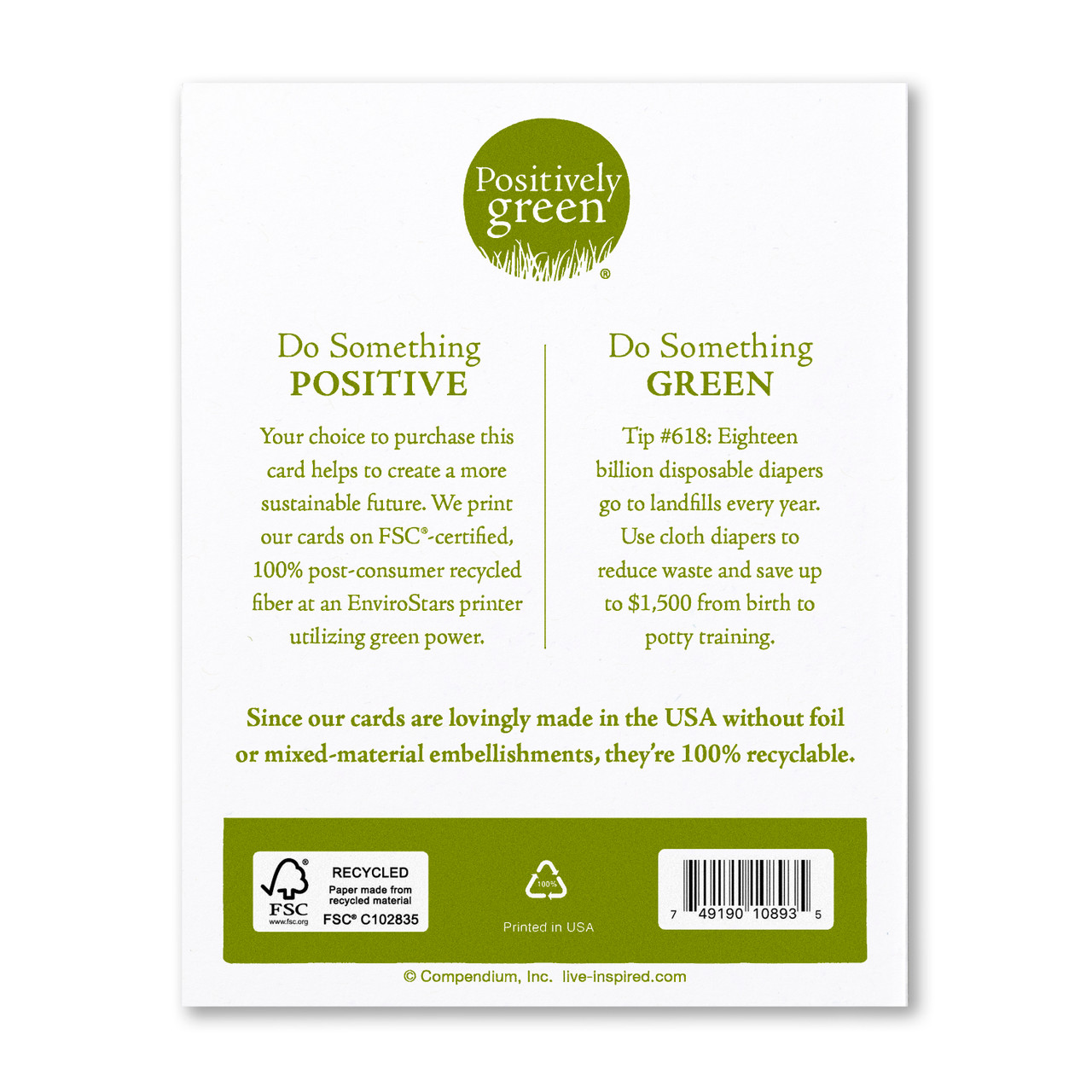 Positively Green Greeting Cards – Baby Shower Card | Card Front: “Great ...
