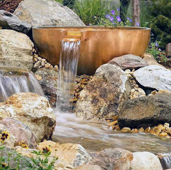 Copper Spillway Bowls For Backyard Water Features