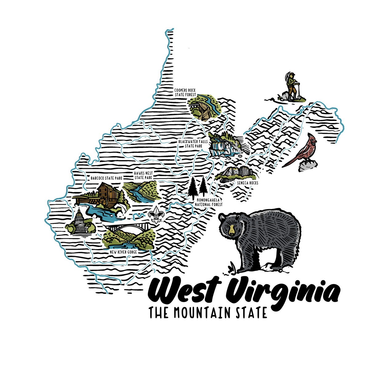 WV Topo Map Sticker - Garden Ground Outfitters