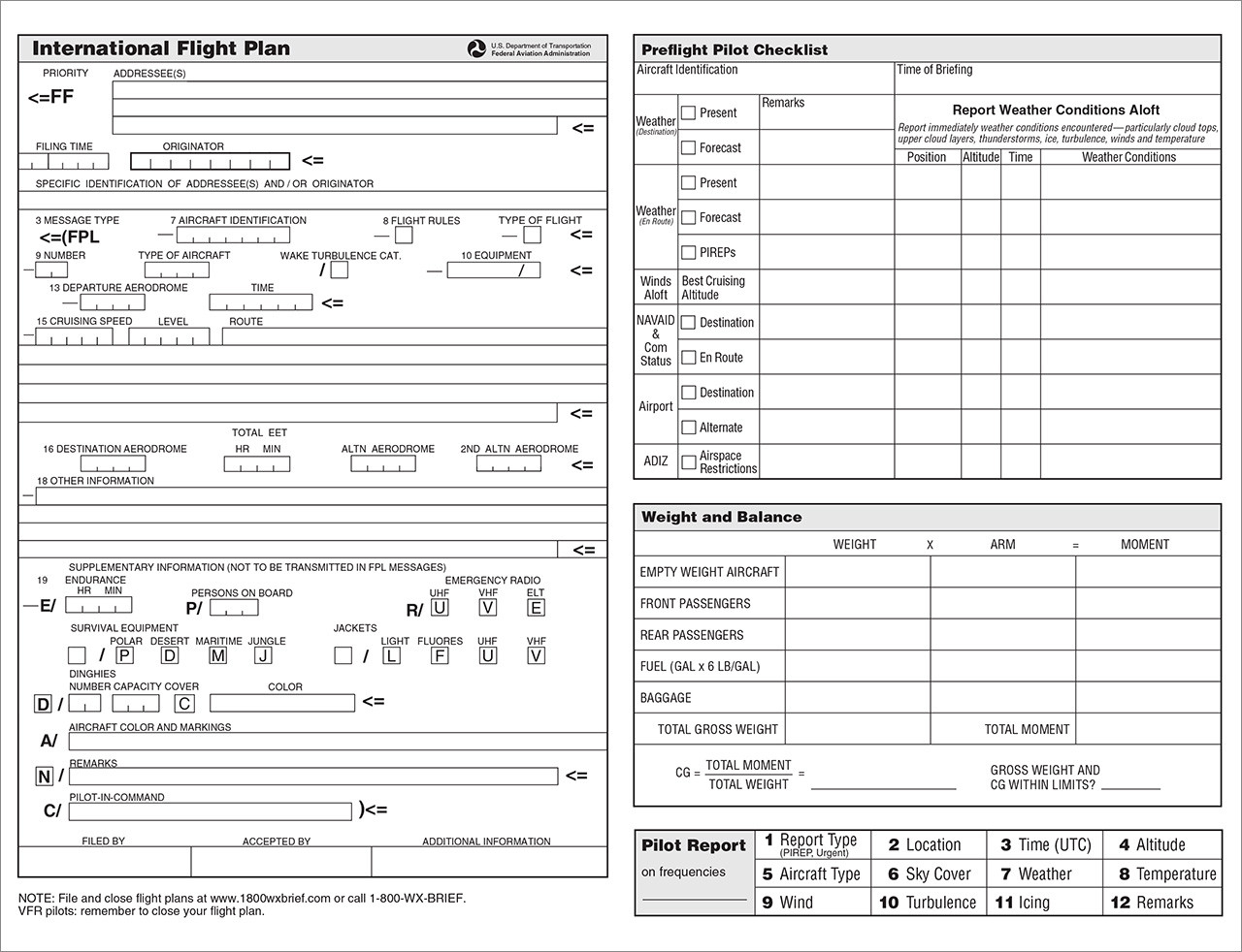 Flight Planner Pad for domestic and international