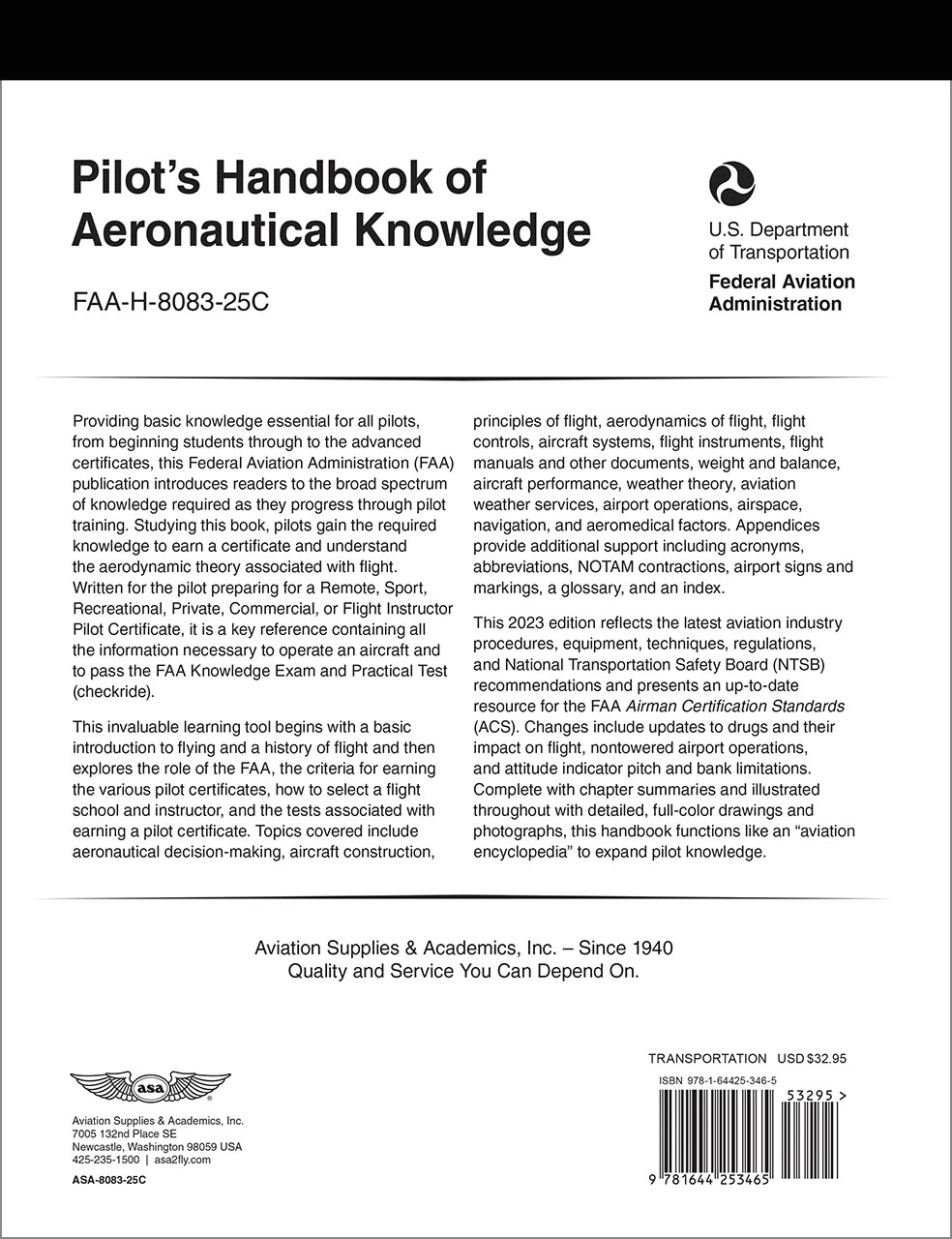 Pilot’s Handbook of Aeronautical Knowledge 8083-25C (Softcover) | ASA