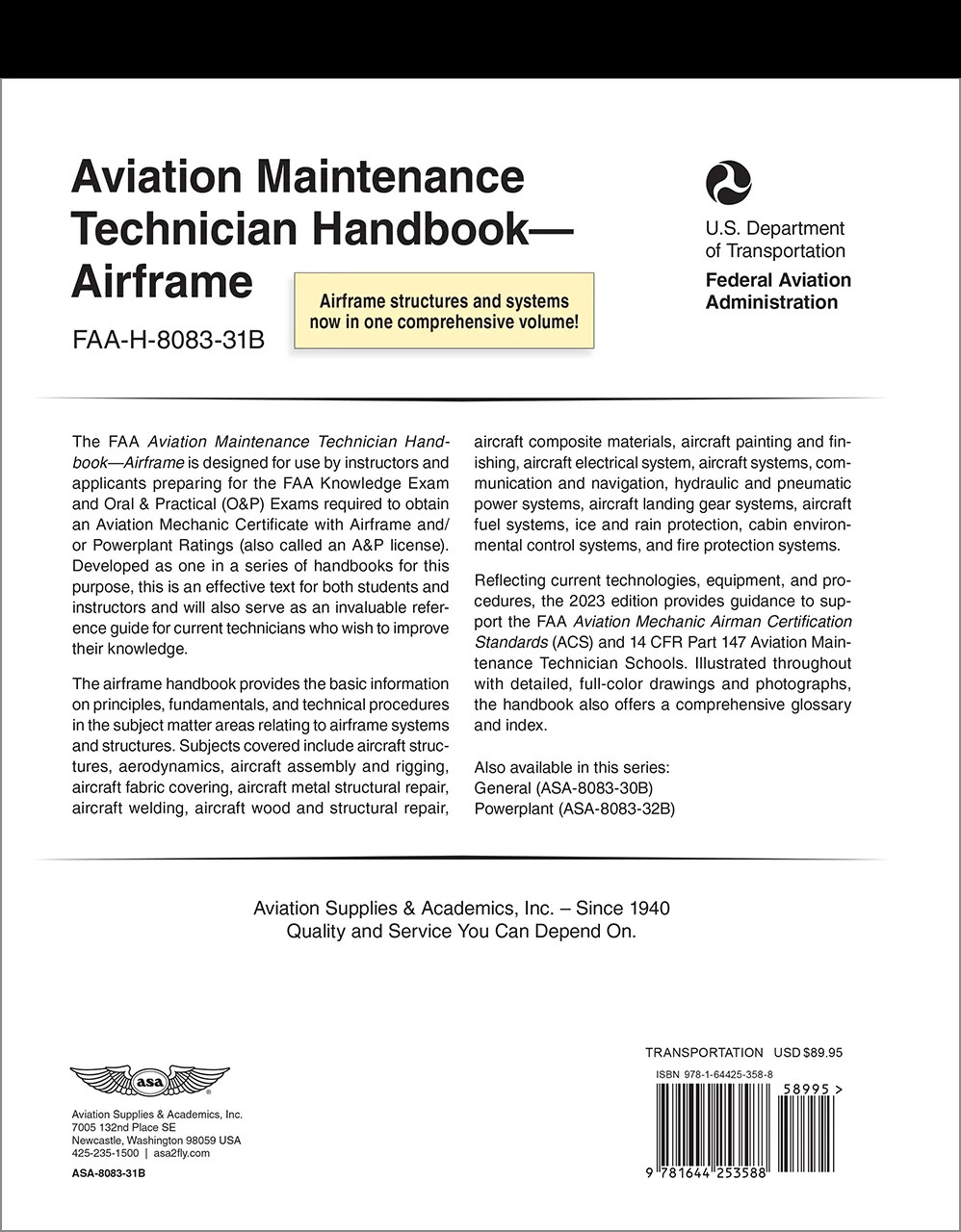 FAA AMT Handbook: Airframe 8083-31B (eBook EB)