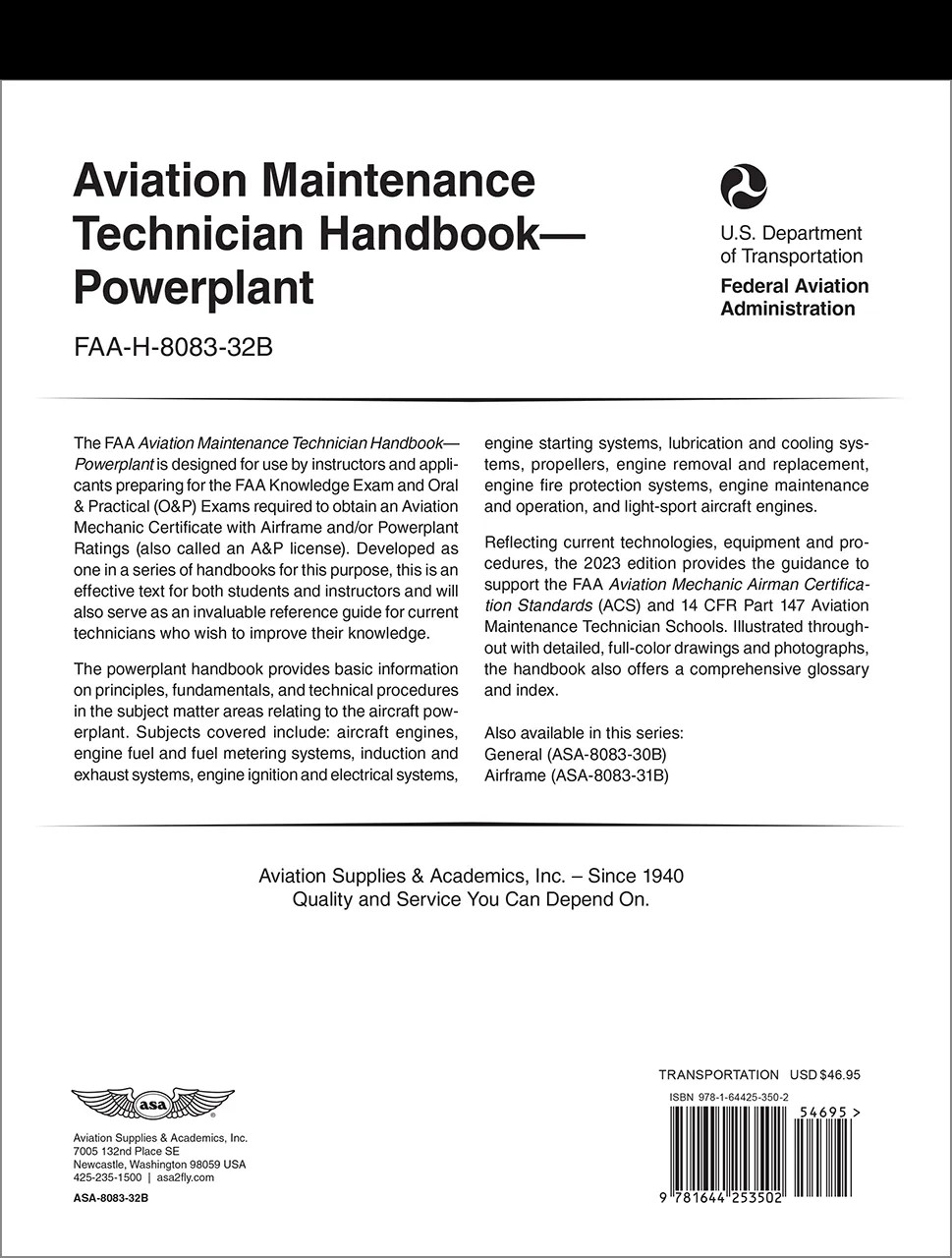 Aviation Maintenance Technician Handbook: Powerplant 8083-32B | ASA