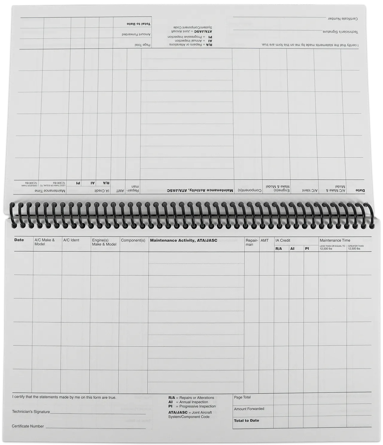 The Standard AMT Log | ASA Pilot Supplies