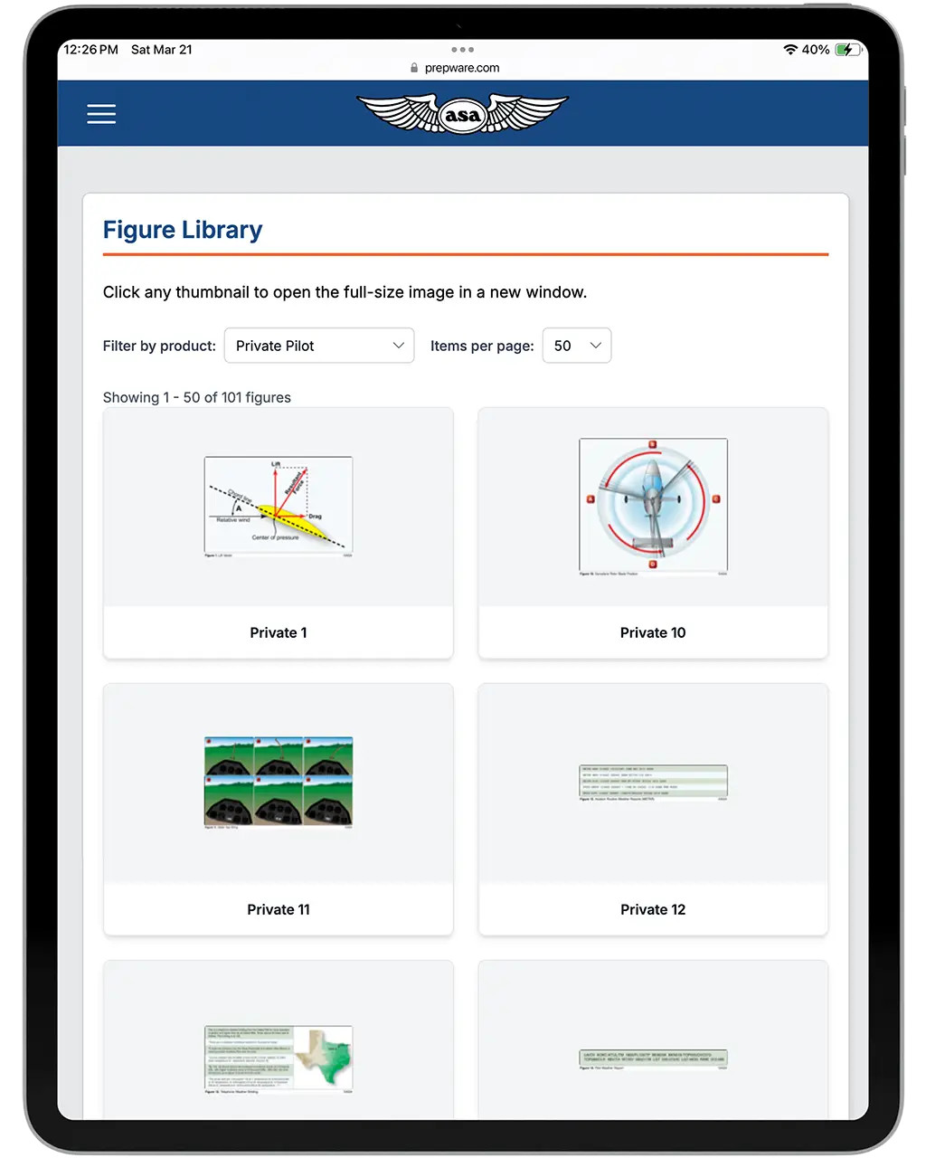 Prepware Online study tool for FAA Knowledge Tests