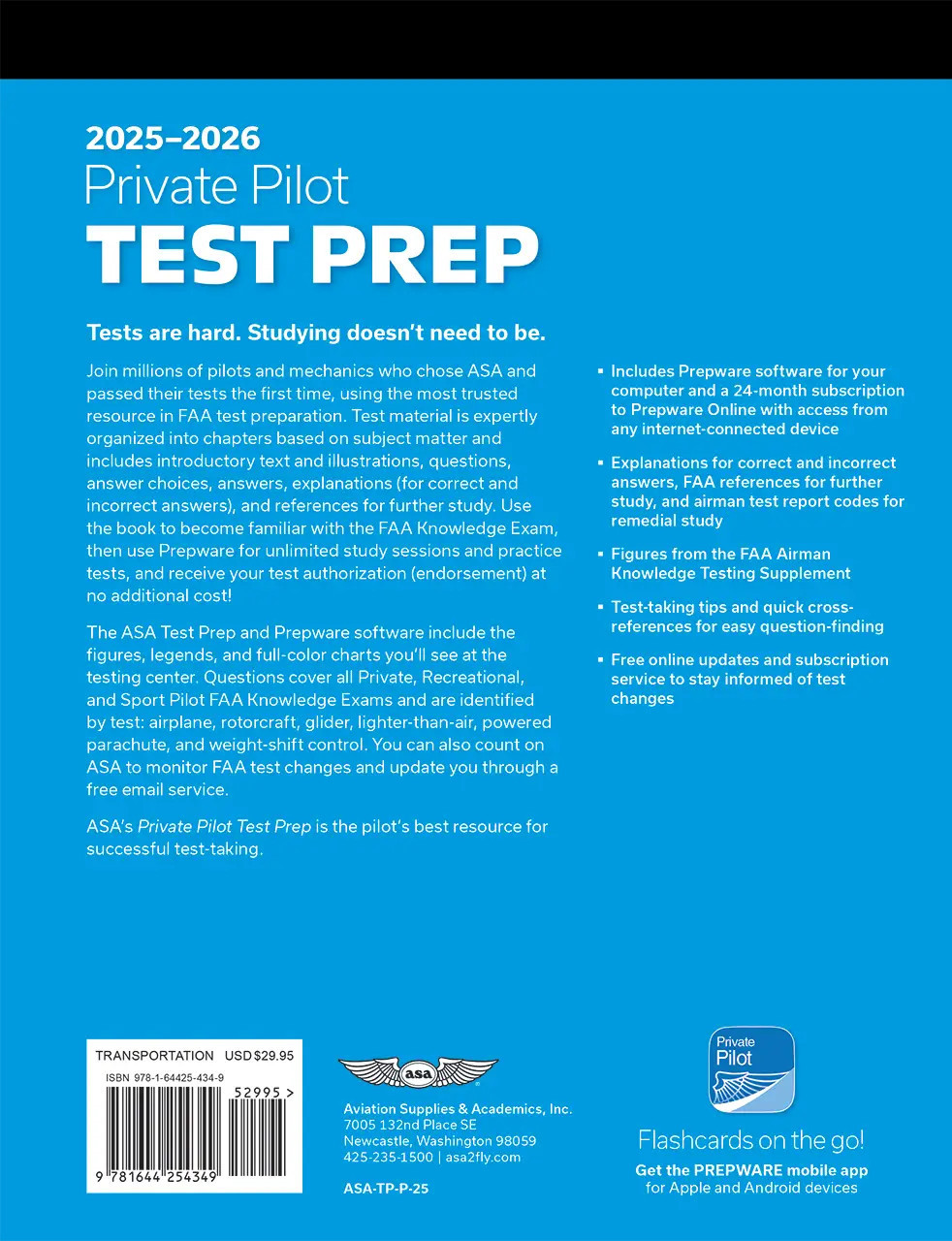 2025-2026 Private Pilot Test Prep (Softcover) With Prepware